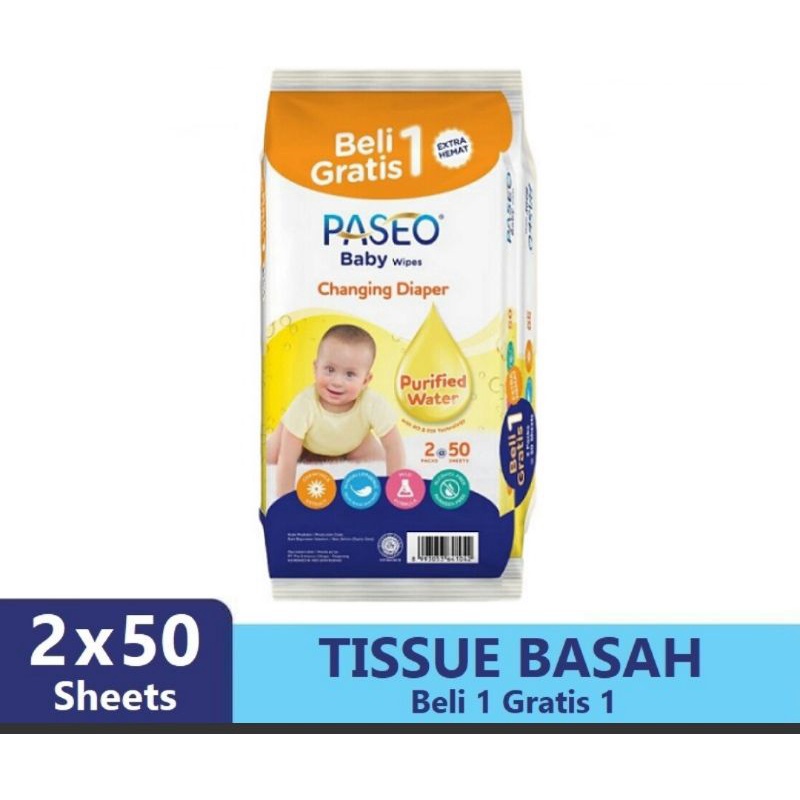 Jual tissue basah paseo baby wipes 50sheets tisu basah bayi beli 1 ...
