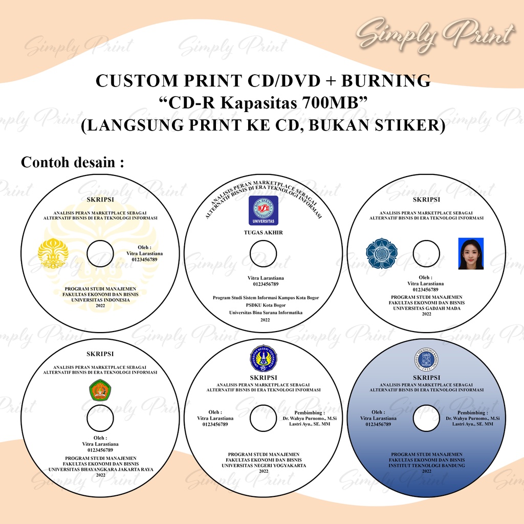 Jual CUSTOM PRINT CD/DVD + BURNING CD SKRIPSI ATAU TESIS | Shopee Indonesia
