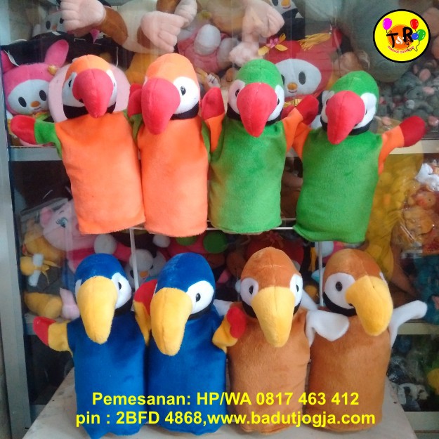 Jual Boneka Tangan Hewan Burung Makau/Kakatua/Rangkok/Elang/Nuri 30cm ...