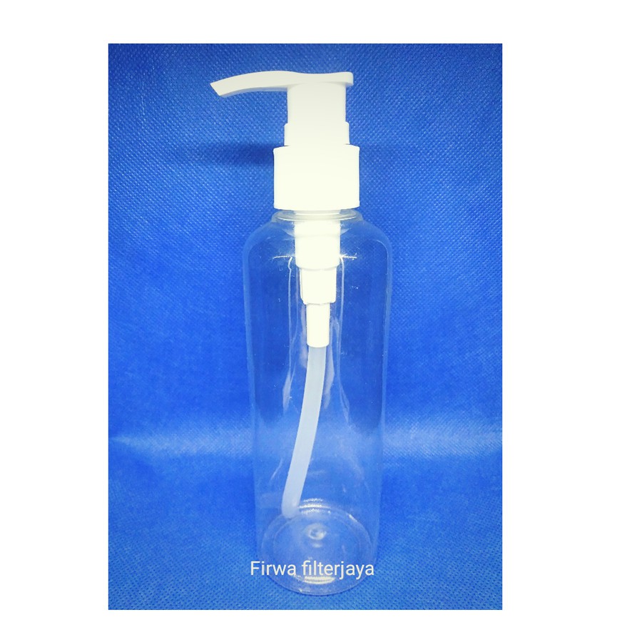 Jual Botol pet 250ml tebal natural cap pump putih | Shopee Indonesia
