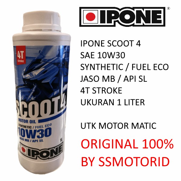 Jual Oli Mesin Matic Metik Scooter IPONE Oil Scoot 4 10W30 Premium Oil ...