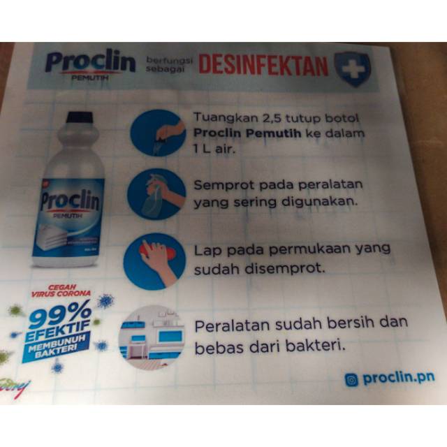 Jual Proclin bisa sebagai desinfektan 500ml | Shopee Indonesia
