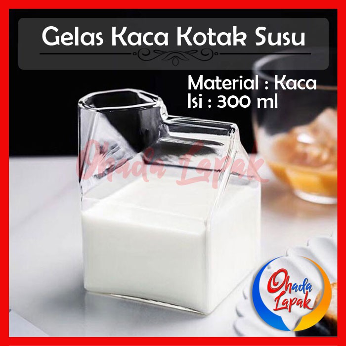 Jual Gelas Kaca Susu Model Kotak Susu Design Milk Box 300ml ACEBON ...