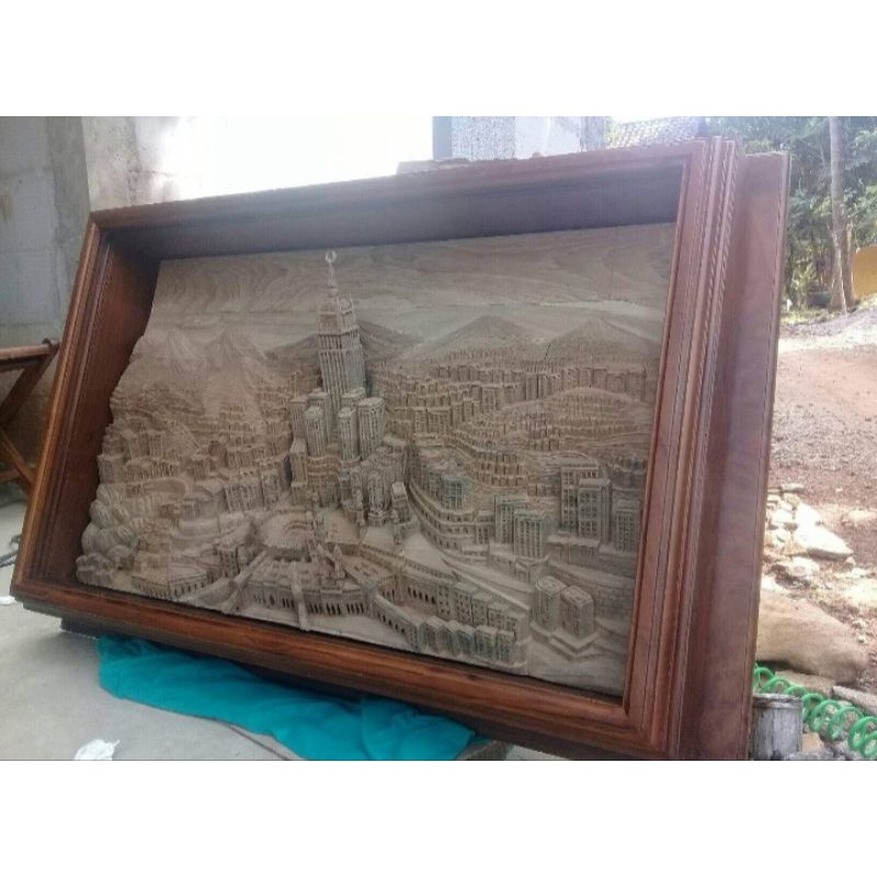 Jual hiasan dinding ukiran 3 dimensi relief 3d landscape masjidil haram ...