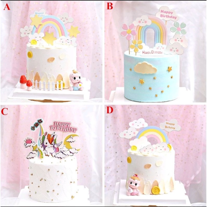 Jual toper kertas rainbow unicorn awan cake dekor kertas | Shopee Indonesia