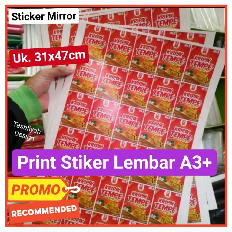 Jual CETAK PRINT STIKER MIRROR A3+(31X47cm) STICKER LABEL NAMA BONUS ...