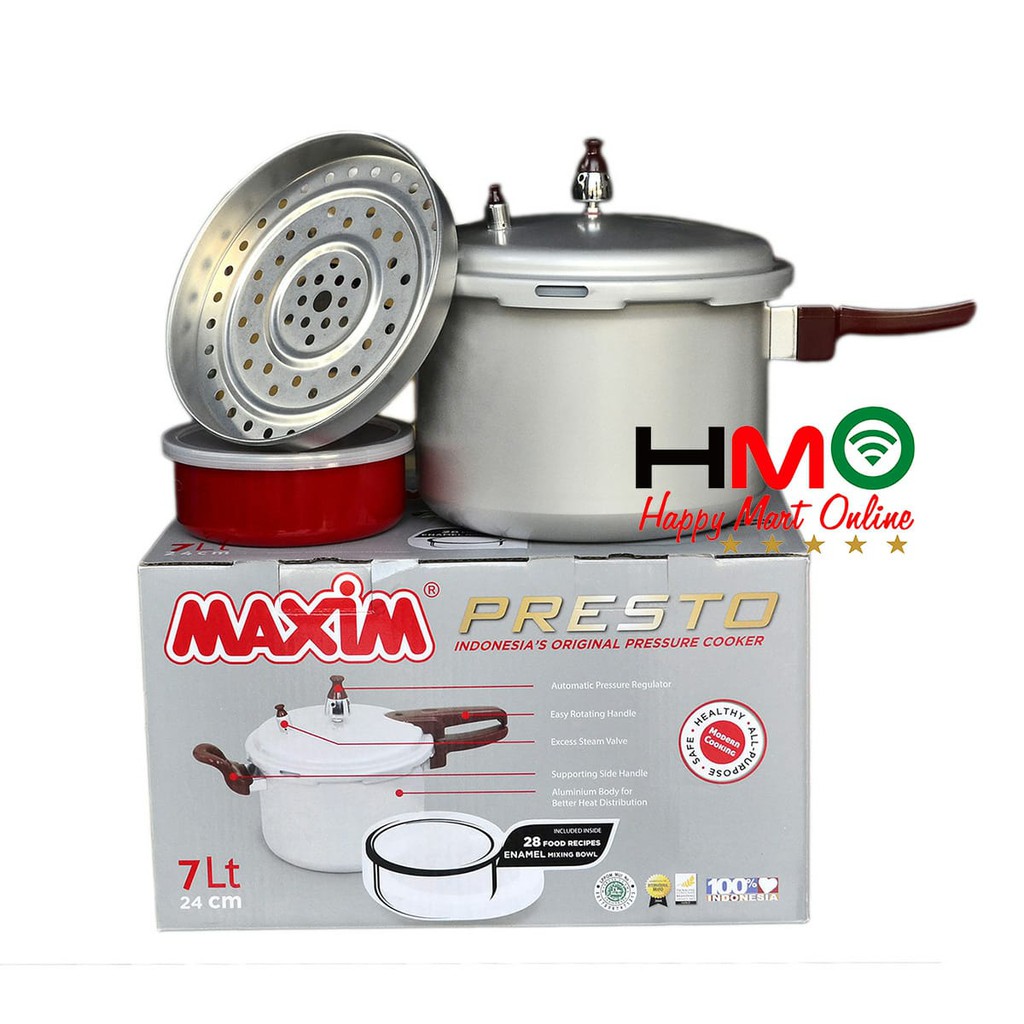 Jual Panci Presto Maxim 7 Liter Diameter 24 CM Pressure Cooker Maxim 7 ...