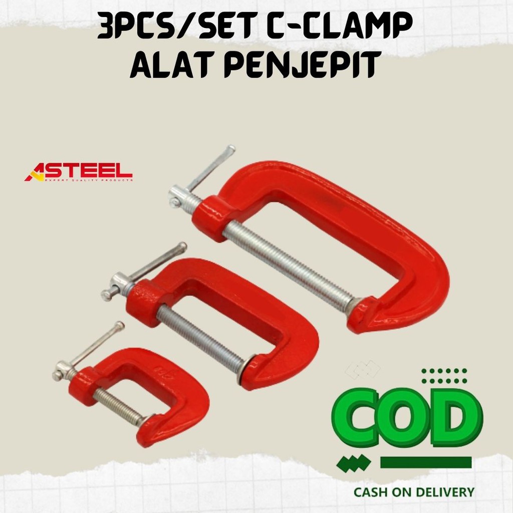 Jual 3PCS Clamp SET - Clamp C - Clamp C Set - Alat Penjepit - C Clamp ...