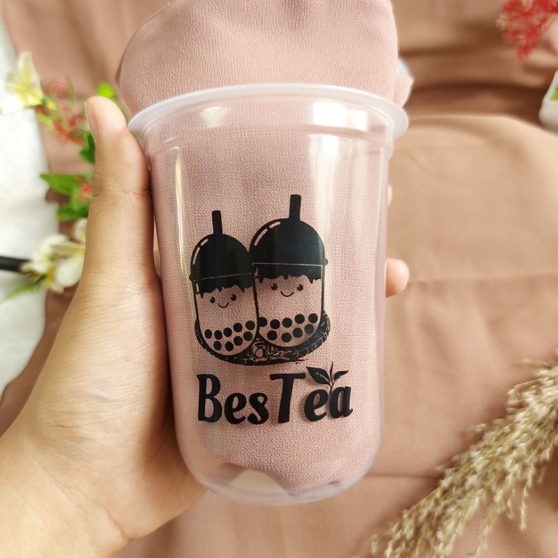 Jual Sablon Gelas Cup Plastik Oval 14 oz 16 oz Custom Desain Suka Suka ...