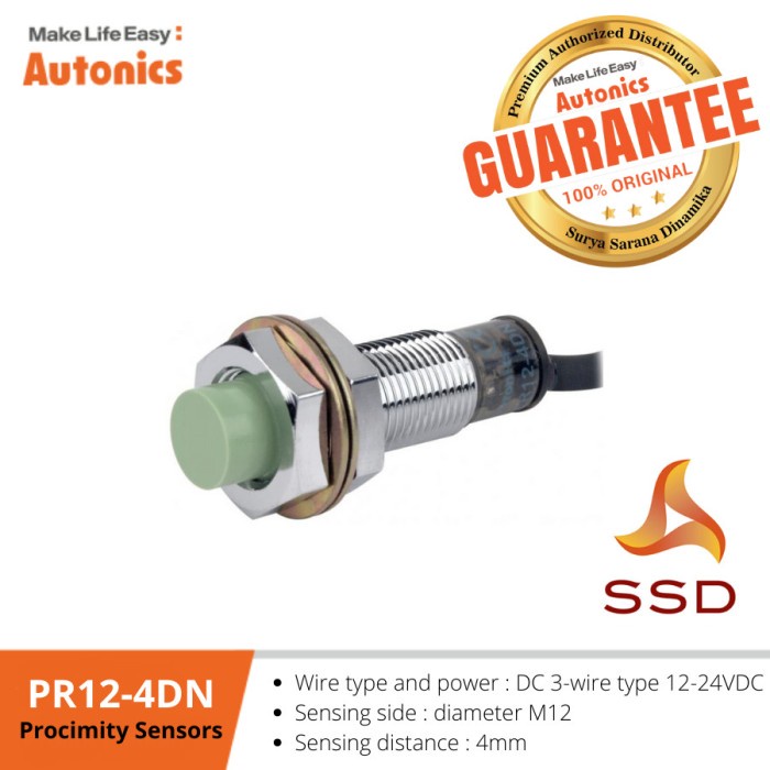 Jual Proximity Sensor Induktif Jarak Deteksi 4mm Tipe Dc 3 Wire 12 24vdc Output Npn Autonics