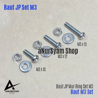 Jual Baut JP M3 + Mur + Ring Set / Baut M3 Set / Baut JP M3 Set Indonesia|Shopee Indonesia