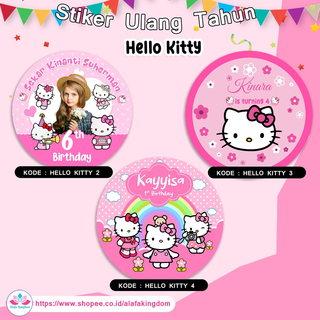Jual Alafakingdom - Stiker Ultah Tumpeng Mini Hello Kitty / Label Ulang ...