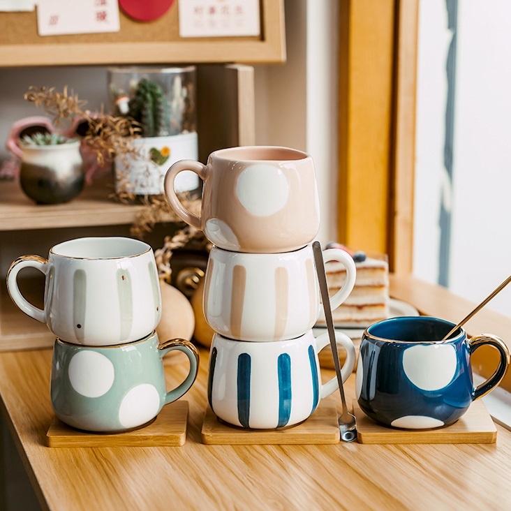 Jual Cangkir Bergaris Estetik Klasik Lucu Unik / Cangkir Kopi Gelas Teh ...