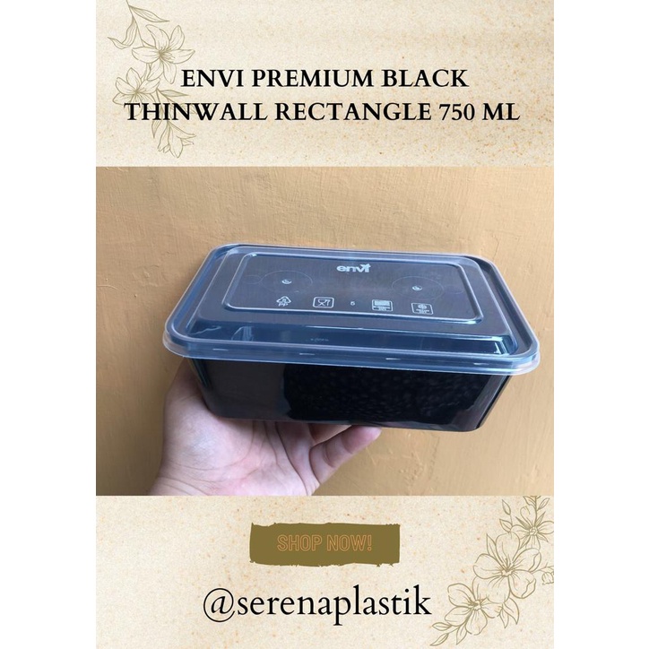 Jual ENVI PREMIUM BLACK THINWALL RECTANGLE 750 ML Per Pack | Shopee ...