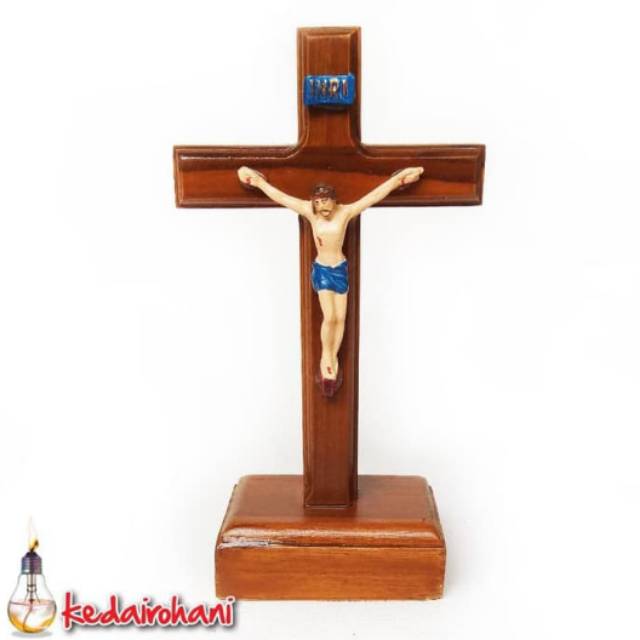 Jual Salib Duduk Kayu 18 cm Altar Meja Doa Ibadah Patung Fiberglass ...