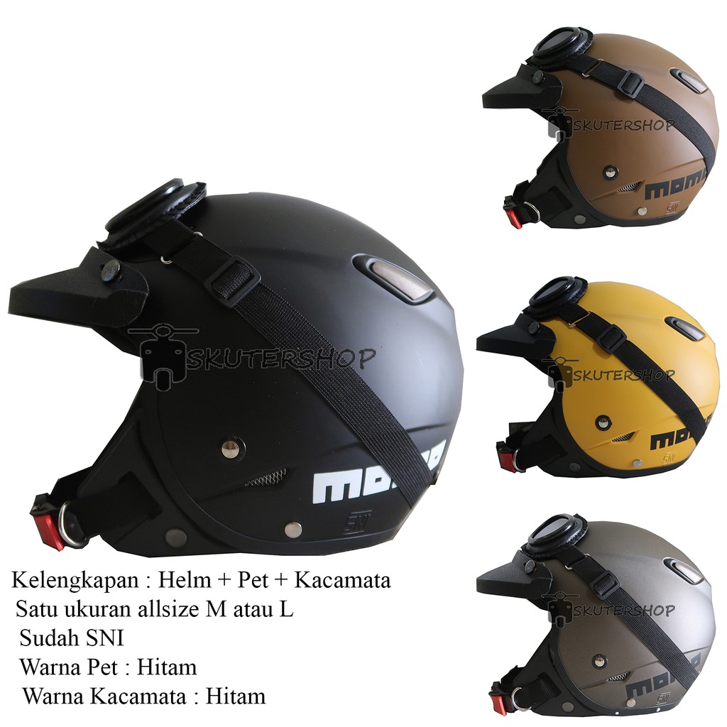 Jual Skutershop Helm Retro Pilot Klasik JPN MOMO Vintage + Kacamata ...