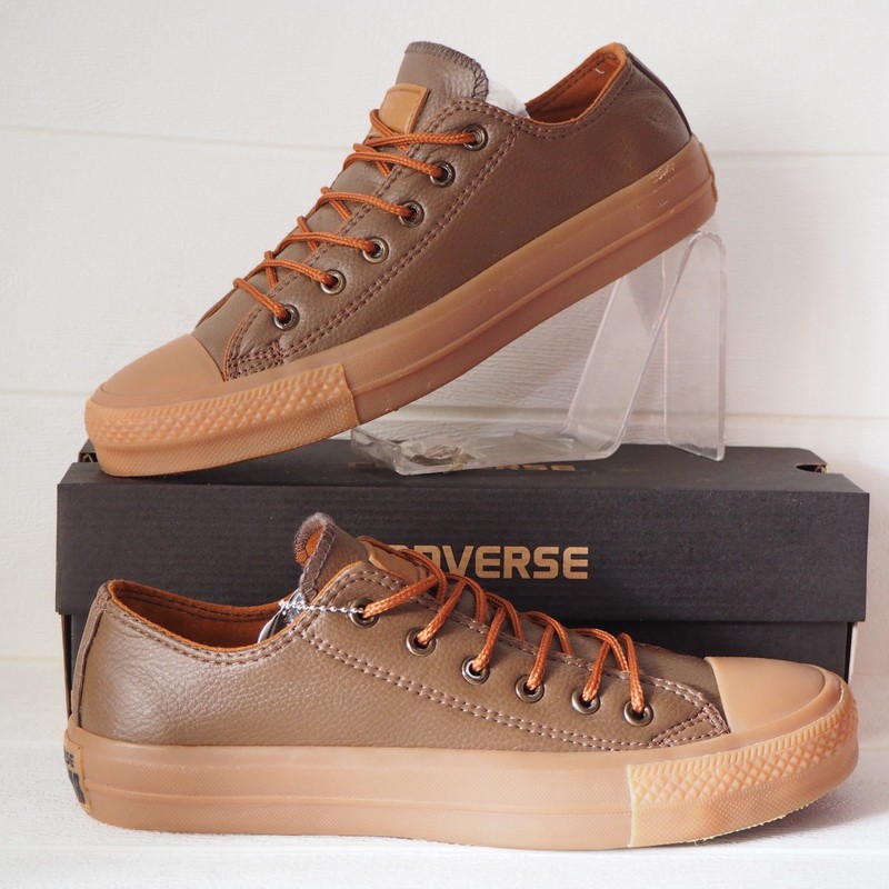Jual CONVERSE ALLSTAR KULIT HIGH / LOW COKLAT HITAM Indonesia|Shopee ...