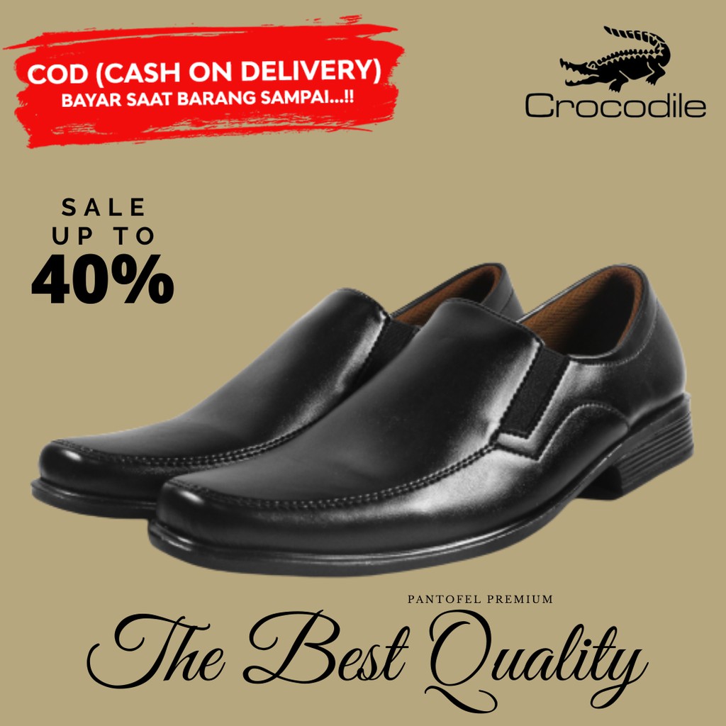 Jual Sepatu Pria Crocodile Pantofel Slop Peter Hitam Formal Kerja ...