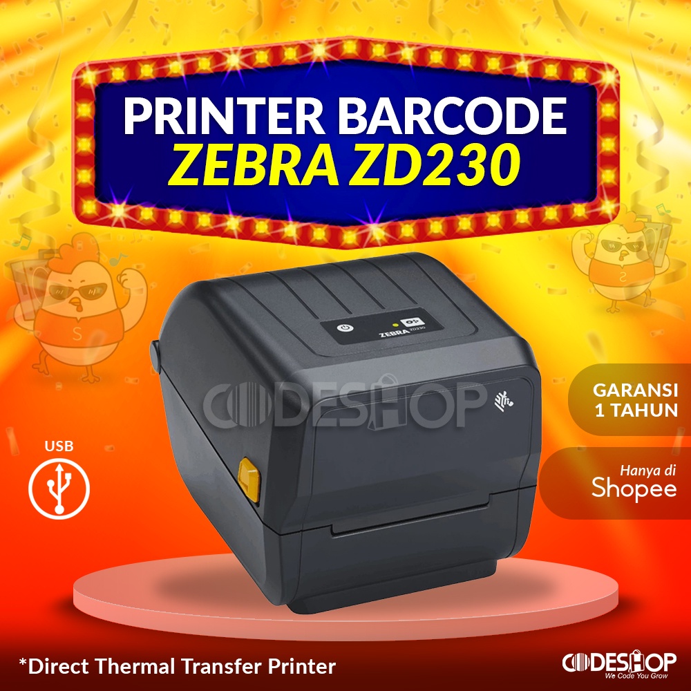 Jual Printer Barcode Zebra ZD230 USB 203 Dpi Print Label Stiker Resi ...