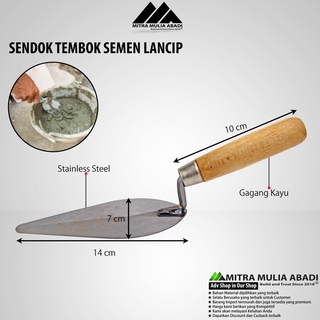Jual Sendok Tembok Semen Lancip | Skop Tanah Gagang Kayu 6 Inch ...