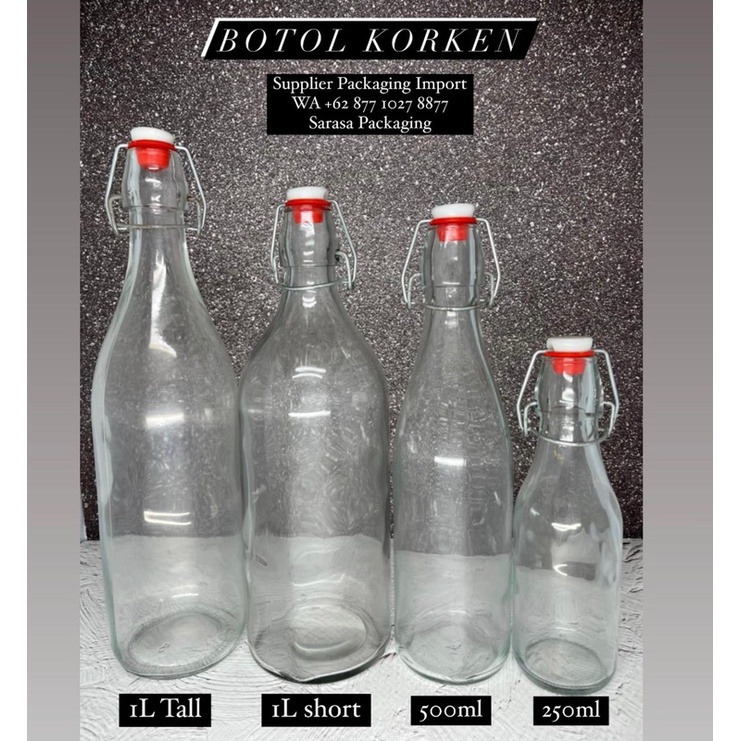 Jual Botol kaca kemasan 1 liter 1 l 500 250 ml 1000 Packaging Wadah ...