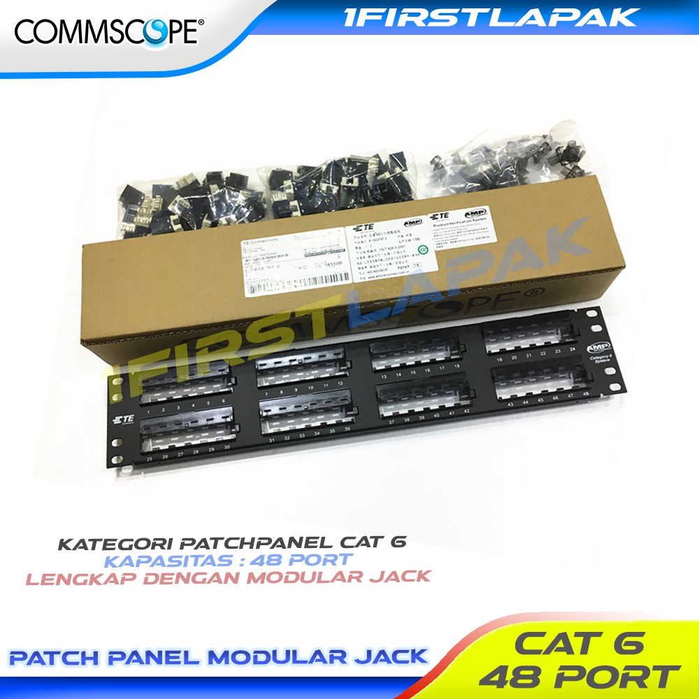 Jual Patch Panel 48 Port Cat6 AMP Commscope Cat 6 Patchpanel Rack ...