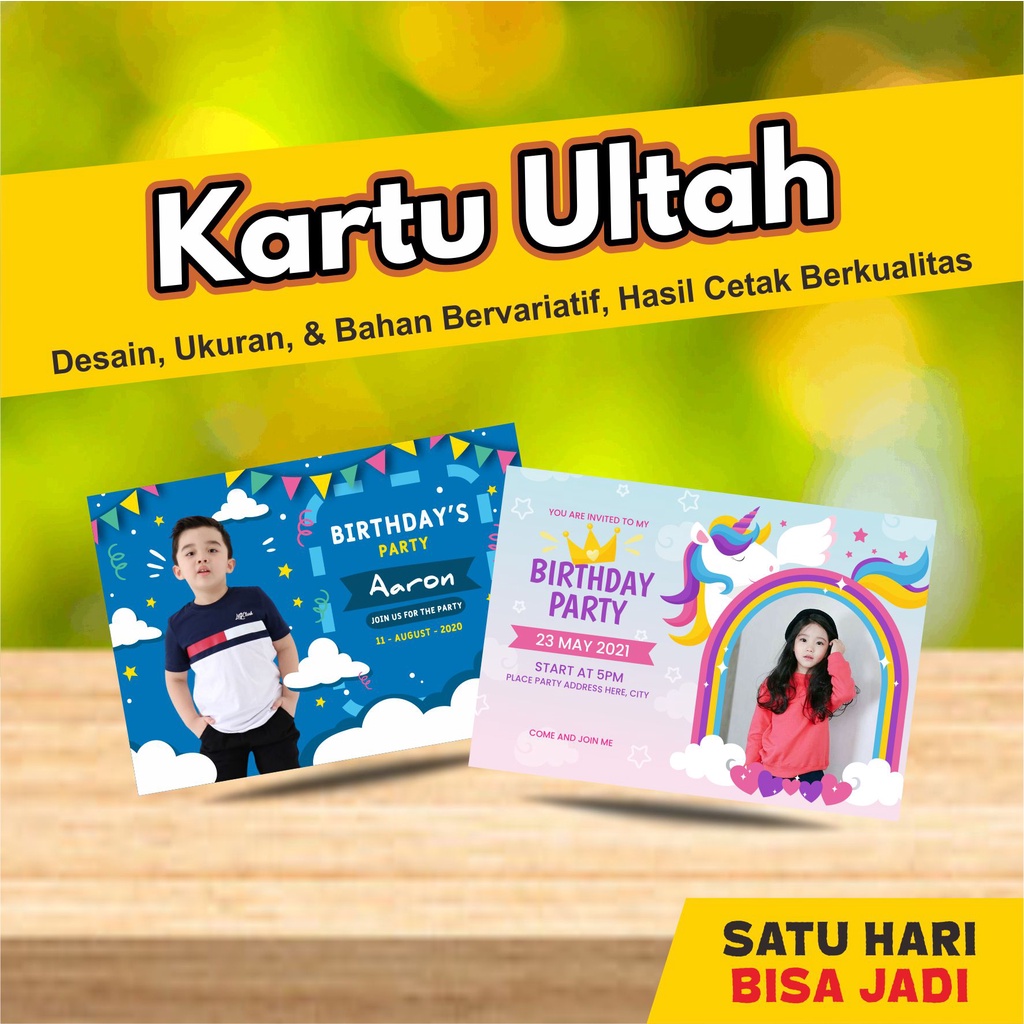 Jual Kartu Undangan Ulang Tahun Anak Free Desain Birthday Card Custom | Kartu Ucapan Greeting ...