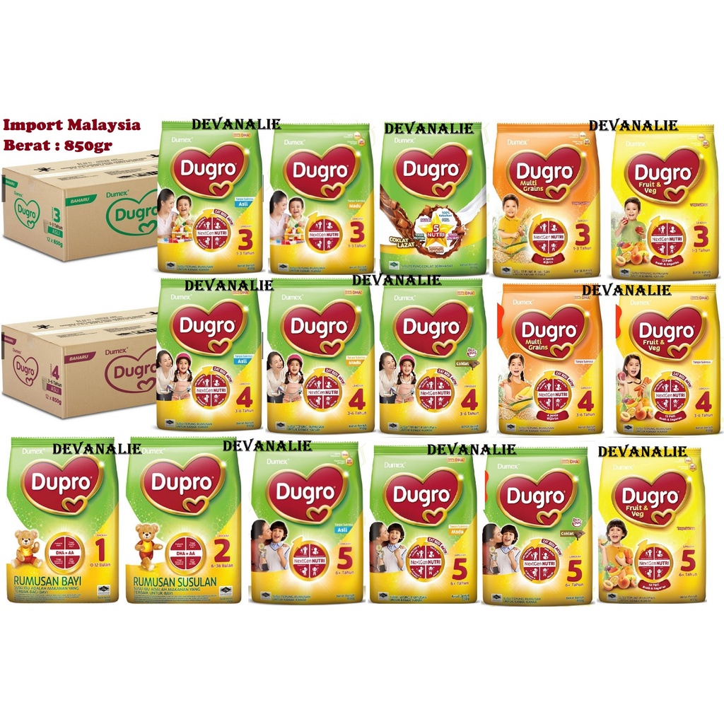 Jual Susu Dumex Dupro 1 2 Dugro 3 4 5 Fruit & Vegetable Multi Grains ...