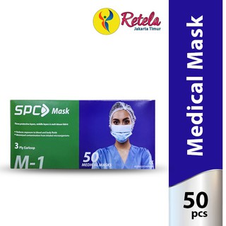 Jual Masker 3 ply SPC earloop isi 50 pcs / Masker wajah / Face mask ...