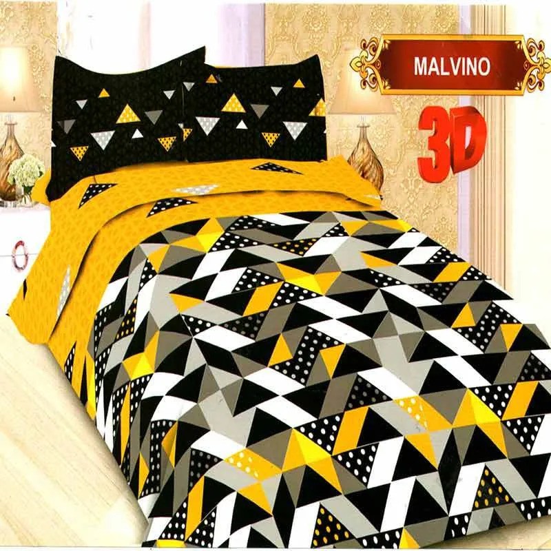 Jual Sprei Bonita 120x200 Motif Malvino Segitiga Kuning Hitam Putih ...