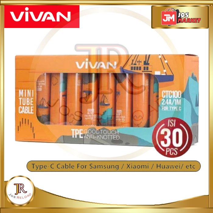Jual Kabel Data Vivan CTC100 1M Type-C 2.4A Fast Charging | Shopee ...