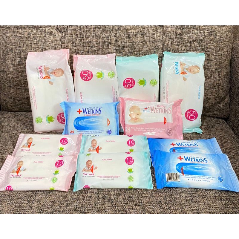 Jual TISU TISSUE BASAH WETKINS BABY BLUE / TISSUE BASAH BAYI ALCOHOL ...