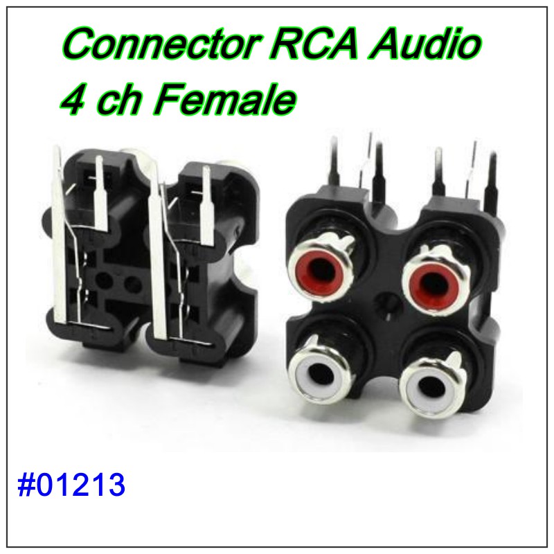 Jual Socket 4 Pin RCA Audio Female Panel Box Amplifiler Soket 4 Slot ...