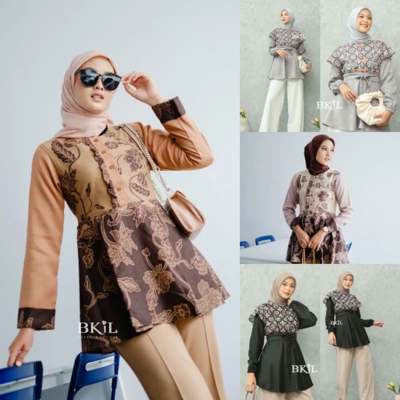 Jual Batik wanita ASJ SA HRB026 Kenongo Kemeja Tosca Pendek | Shopee Indonesia