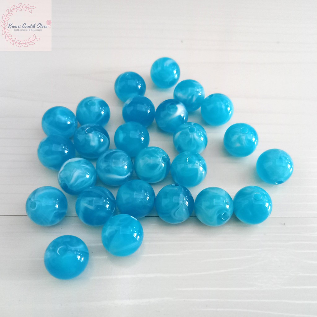 Jual Manik-Manik / Mote Marmer / Manik Corak Marmer Bulat 10mm Warna ...