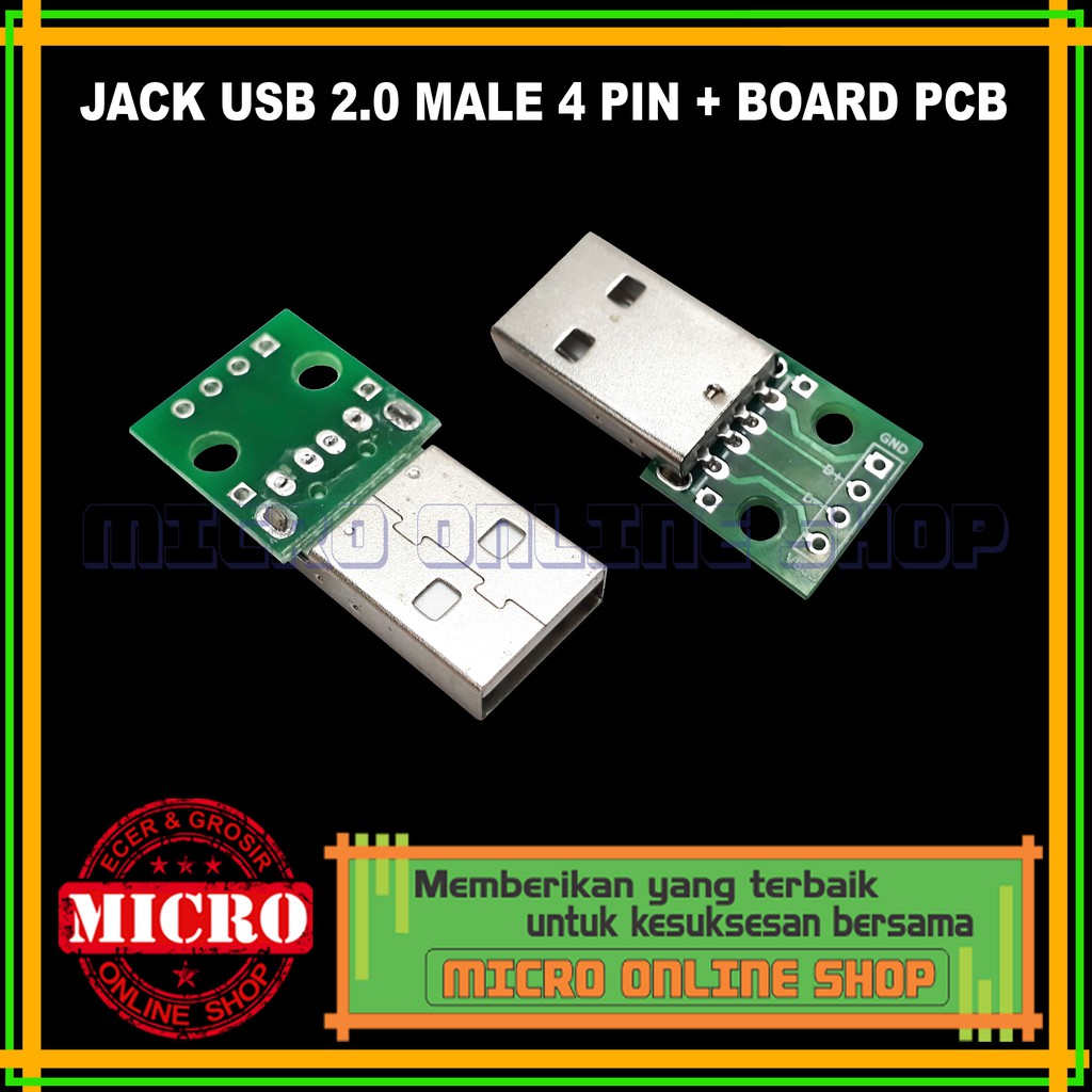 Jual Jack USB 2.0 Male 4 Pin + Board PCB / Jack USB Cowok Indonesia ...