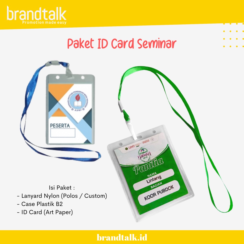 Jual Paket ID Card Seminar / Pelatihan / Workshop - Ukuran B2 | Shopee ...