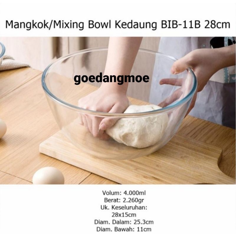 Jual GOSEND Mangkok Mixing bowl Baskom adonan kaca 28cm Mangkok besar ...