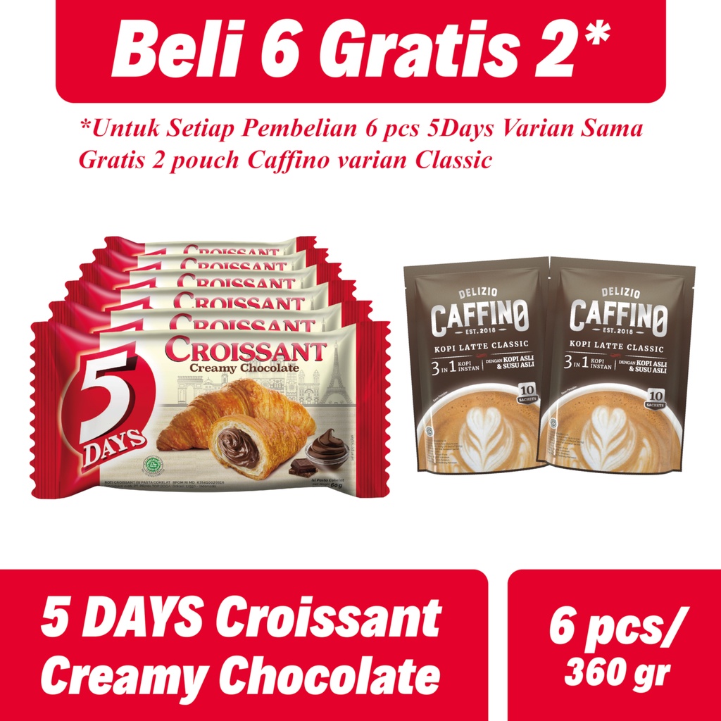 Jual 5 Days Croissant Creamy Chocolate Roti [60 g] - Beli 6 Gratis 2 ...