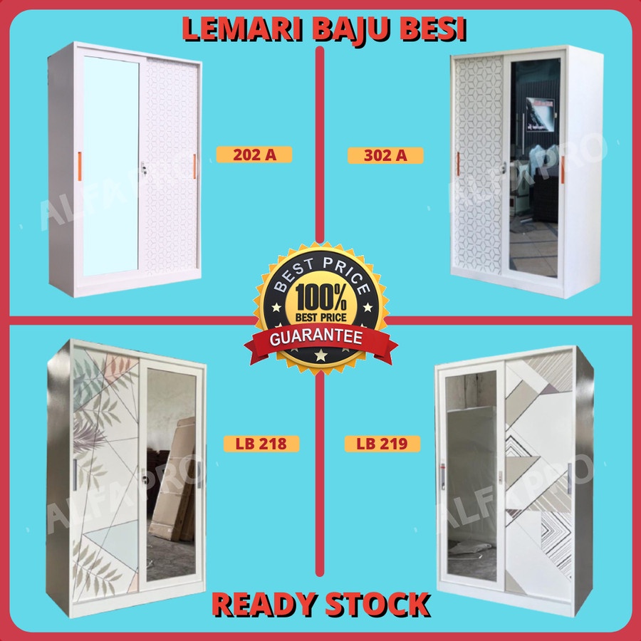 Jual Lemari Baju Besi - Lemari Pakaian Besi Sliding / 2 Pintu / 3 Pintu Indonesia|Shopee Indonesia
