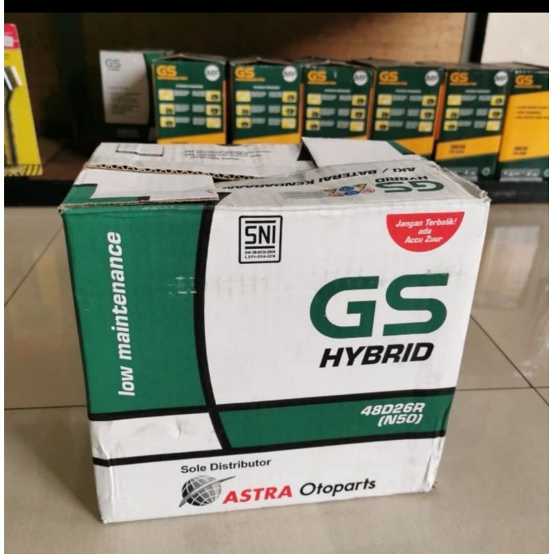 Jual AKI BATERAI BASAH GS ASTRA HYBRID N50/48D26R COLT DIESEL L300 12V 50AH | Shopee Indonesia
