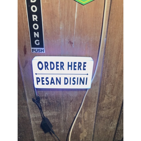 Jual Sign Order Here / Label Pesan Disini dengan LED / Akrilik sign ...