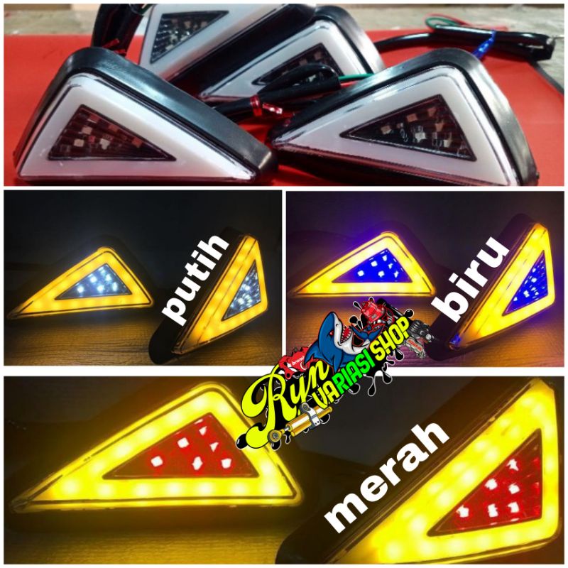 Jual lampu sen tempel new segitiga fering / fairing LED 2 warna cbr ninja gsx R15 v1 v2 v2 R25 ...