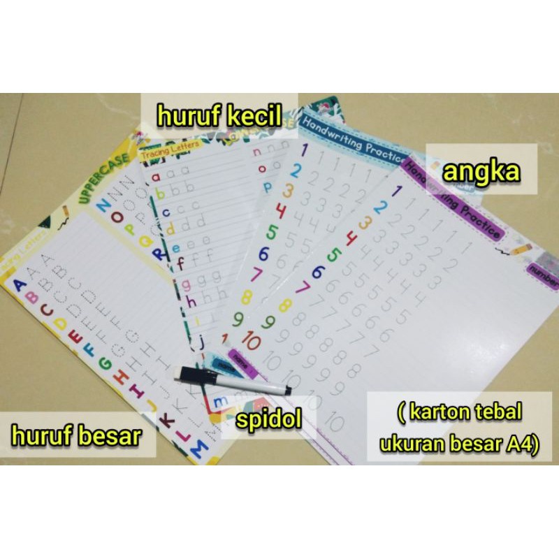 Jual Mainan Edukasi Anak / Belajar menulis / HURUF dan ANGKA / wipe and ...
