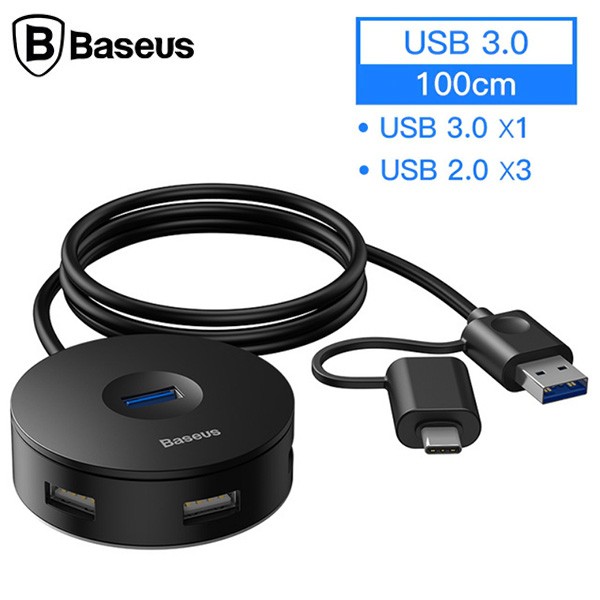 Jual Baseus Round Box USB HUB Adaptor Type-C+USB 3.0 HUB Multiport ...