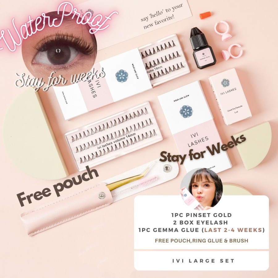 Jual IVI LASHES - Paket Eyelash Extension LARGE (2 Eyelash + 1 Lem ...
