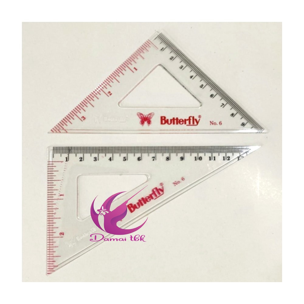 Jual Butterfly Penggaris Segitiga no.6 Siku 13cm Sama Sisi 10cm Plastik ...