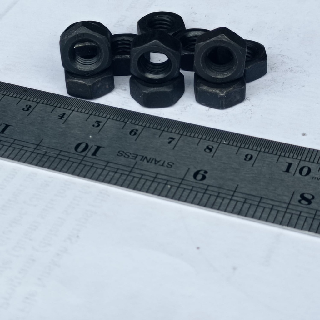 Jual MUR BAJA M8 HTB GRADE 8.8 KUNCI 13 MUR HEX HEAVY NUT 8MM WARNA HITAM PITCH DRAT 1.25 MUR ...