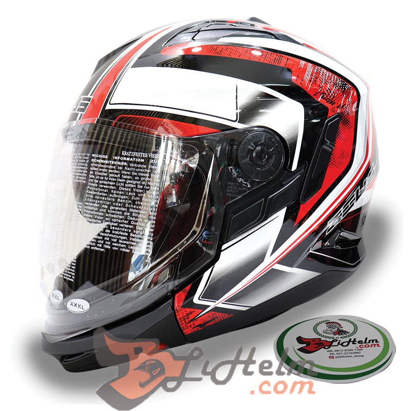 Jual HELM ZEUS ZS613C AJ6 MODULAR BLACK RED ZS 613C MUZZLE FULL FACE ...