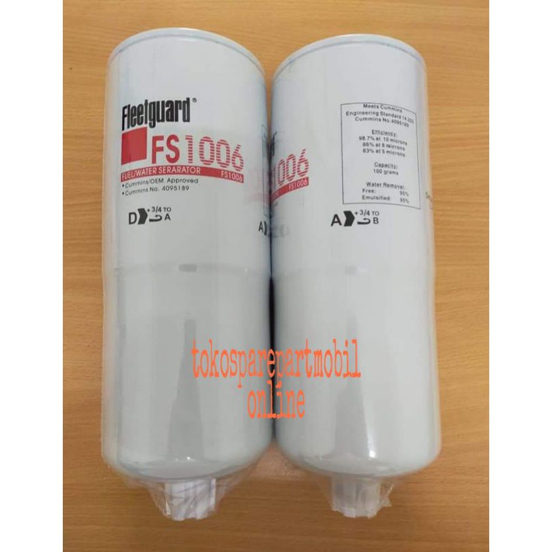 Jual fleetguard fs1006 filter fuel water separator cummins 4095189 ...